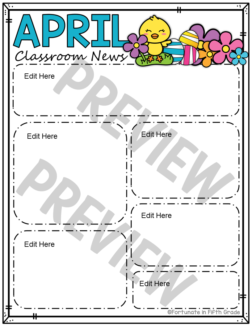 Editable Monthly Newsletter - APRIL | Made By Teachers