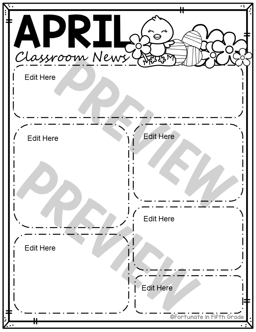 Editable Monthly Newsletter - APRIL | Made By Teachers