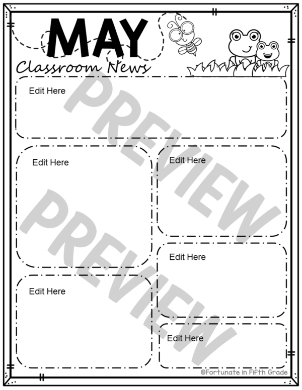 Editable Monthly Newsletter - MAY - Made By Teachers