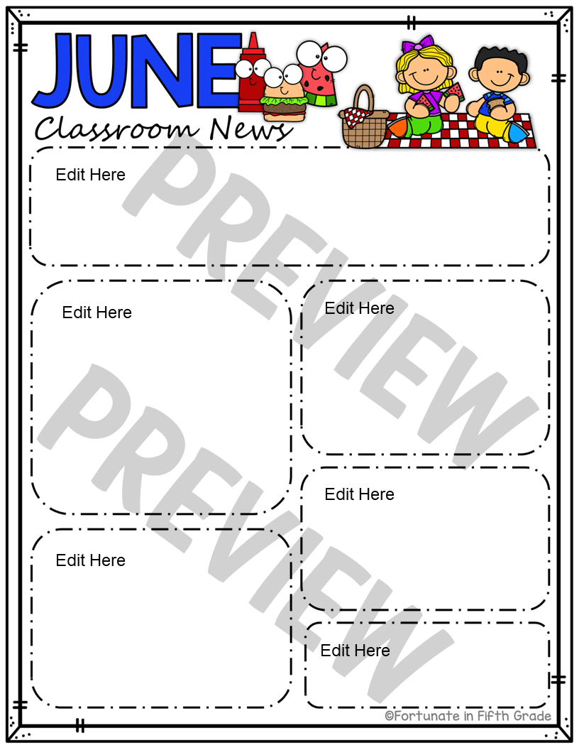 Editable Monthly Newsletter - JUNE - Made By Teachers