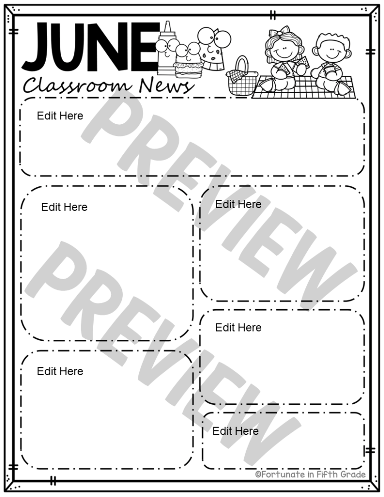 Editable Monthly Newsletter - JUNE | Made By Teachers