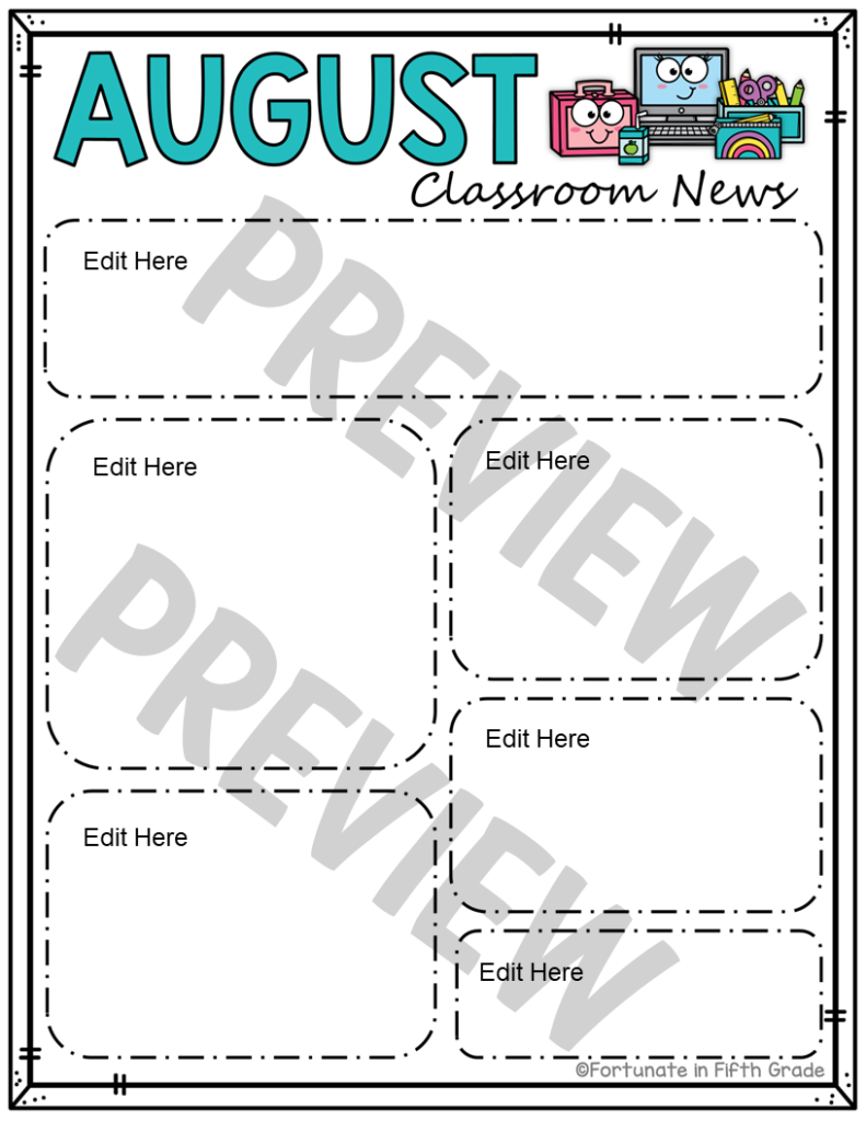 Editable Monthly Newsletter - AUGUST | Made By Teachers
