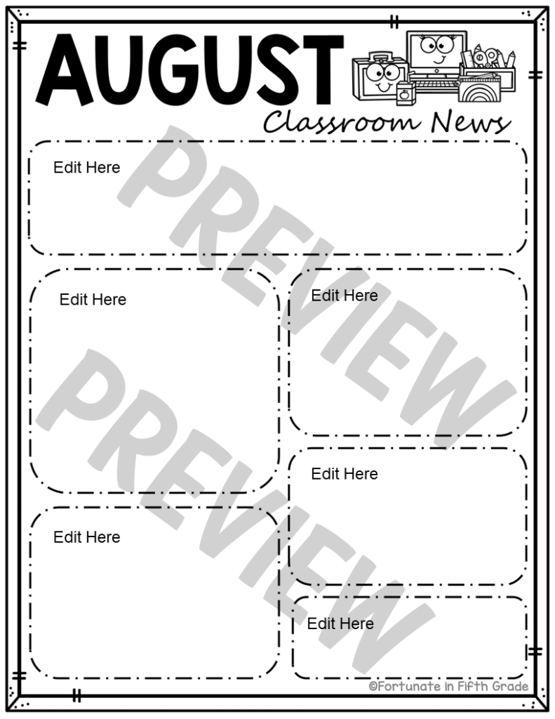 Editable Monthly Newsletter - AUGUST | Made By Teachers