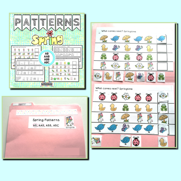 Spring Patterns | File Folder Activities Preschool Kindergarten | Made ...
