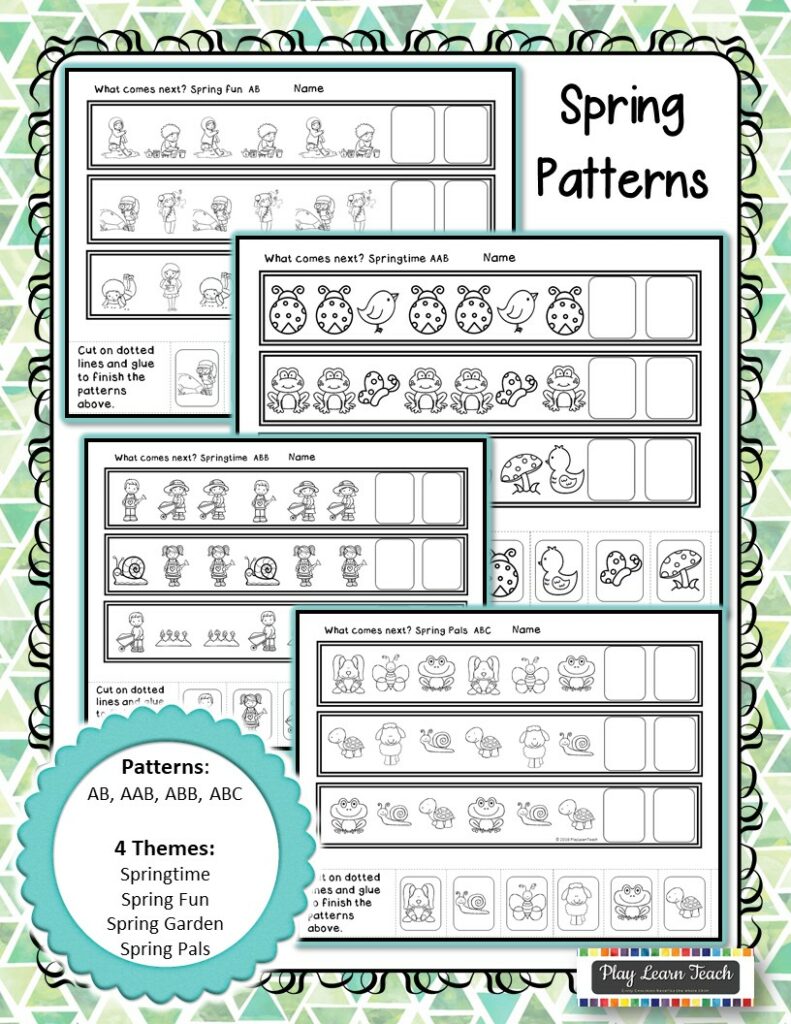 Spring Patterns | File Folder Activities Preschool Kindergarten | Made ...