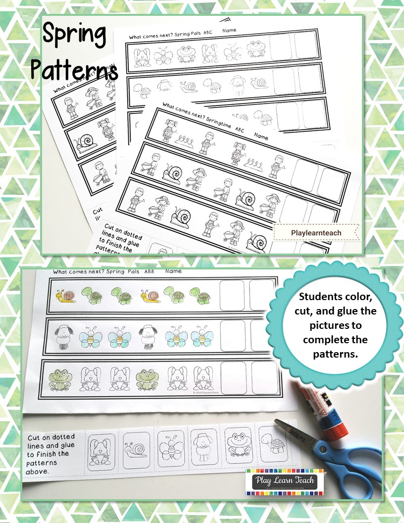 Spring Patterns | File Folder Activities Preschool Kindergarten | Made ...