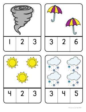 Weather Count and Clip Cards | Made By Teachers