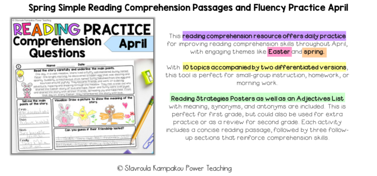 Spring Reading Comprehension Questions and Fluency Practice April ...
