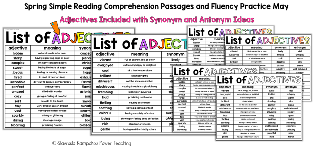 Spring Reading Comprehension Questions and Fluency Practice April ...