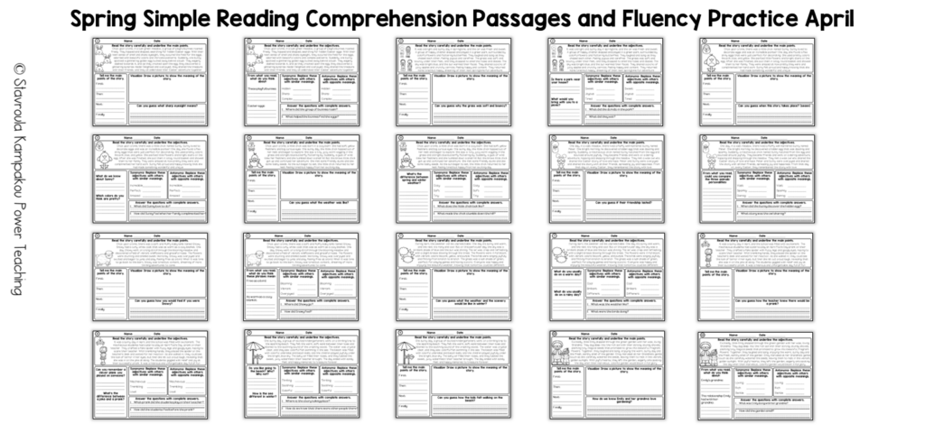 Spring Reading Comprehension Questions and Fluency Practice April ...