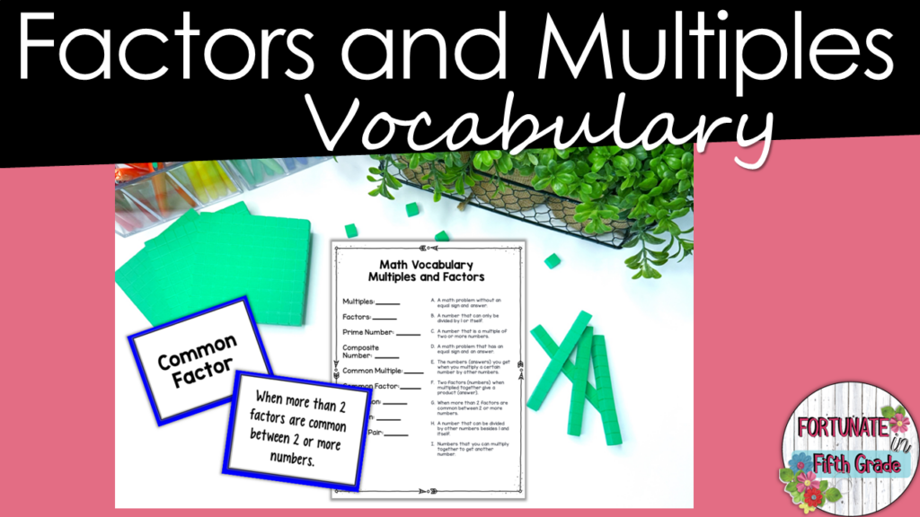 Task Cards and Vocabulary Match for Factors and Multiples | Made By ...