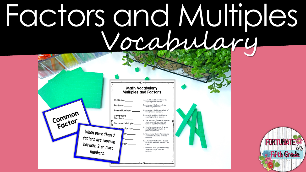 Task Cards and Vocabulary Match for Factors and Multiples | Made By ...
