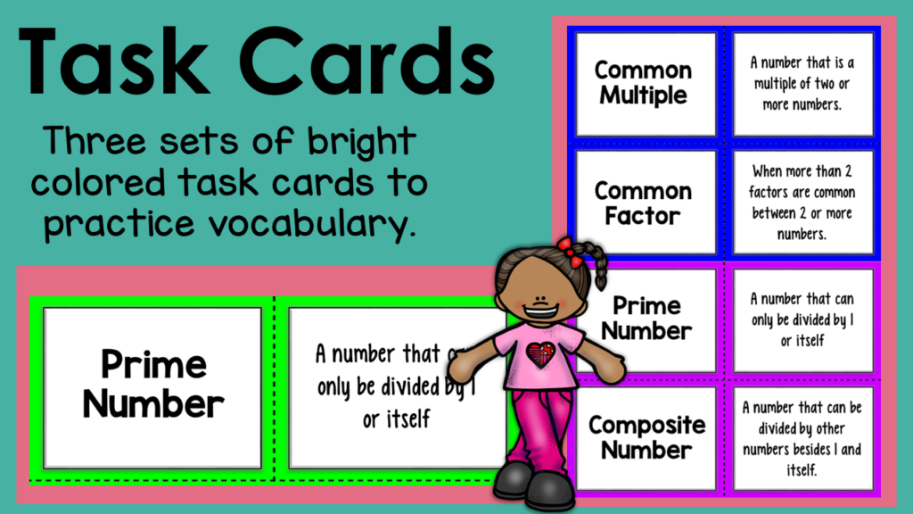Task Cards and Vocabulary Match for Factors and Multiples | Made By ...