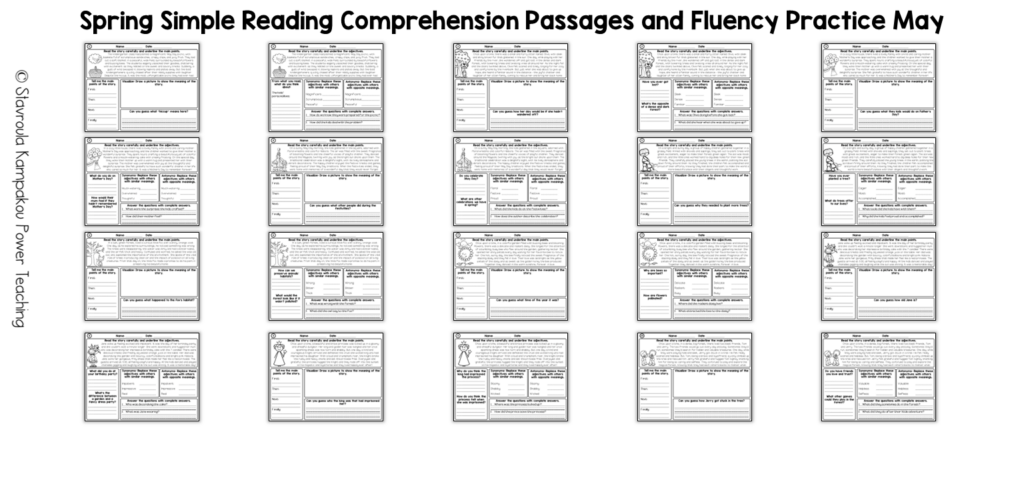 Spring Reading Comprehension Questions and Fluency Practice May | Made ...