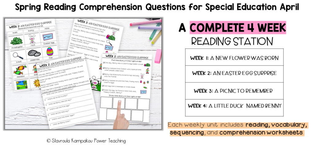 Spring Reading Comprehension Questions for Special Education April ...