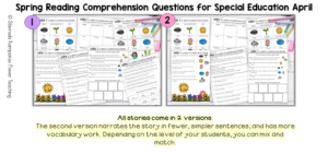 Spring Reading Comprehension Questions for Special Education April ...
