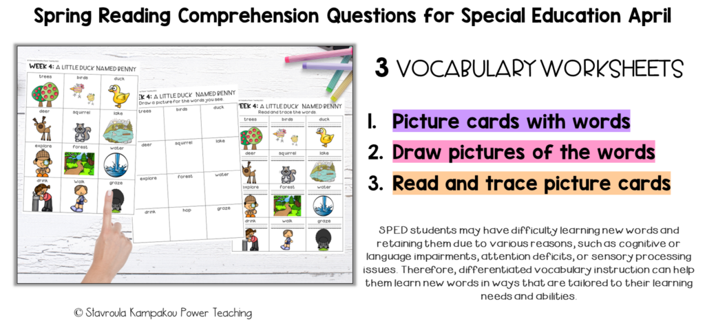 Spring Reading Comprehension Questions for Special Education April ...
