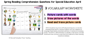 Spring Reading Comprehension Questions for Special Education April ...