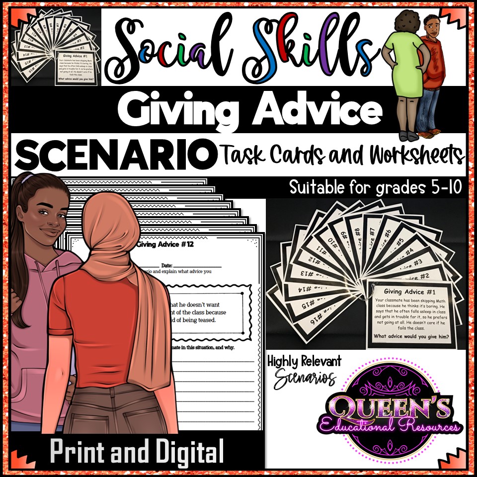 Giving Advice Scenario Task Cards and Worksheets | Made By Teachers