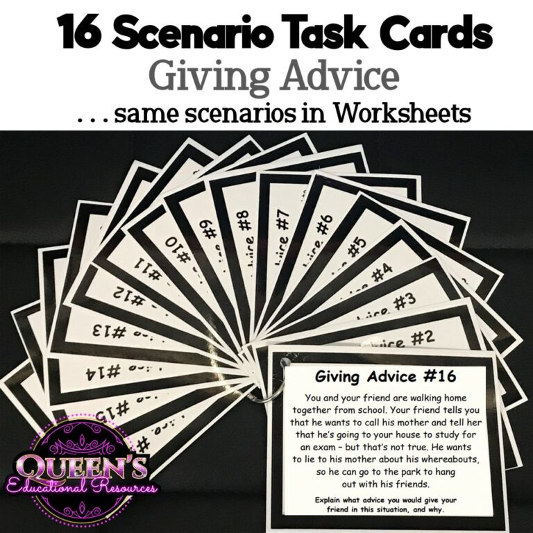 Giving Advice Scenario Task Cards and Worksheets | Made By Teachers