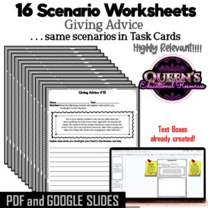 Giving Advice Scenario Task Cards and Worksheets | Made By Teachers