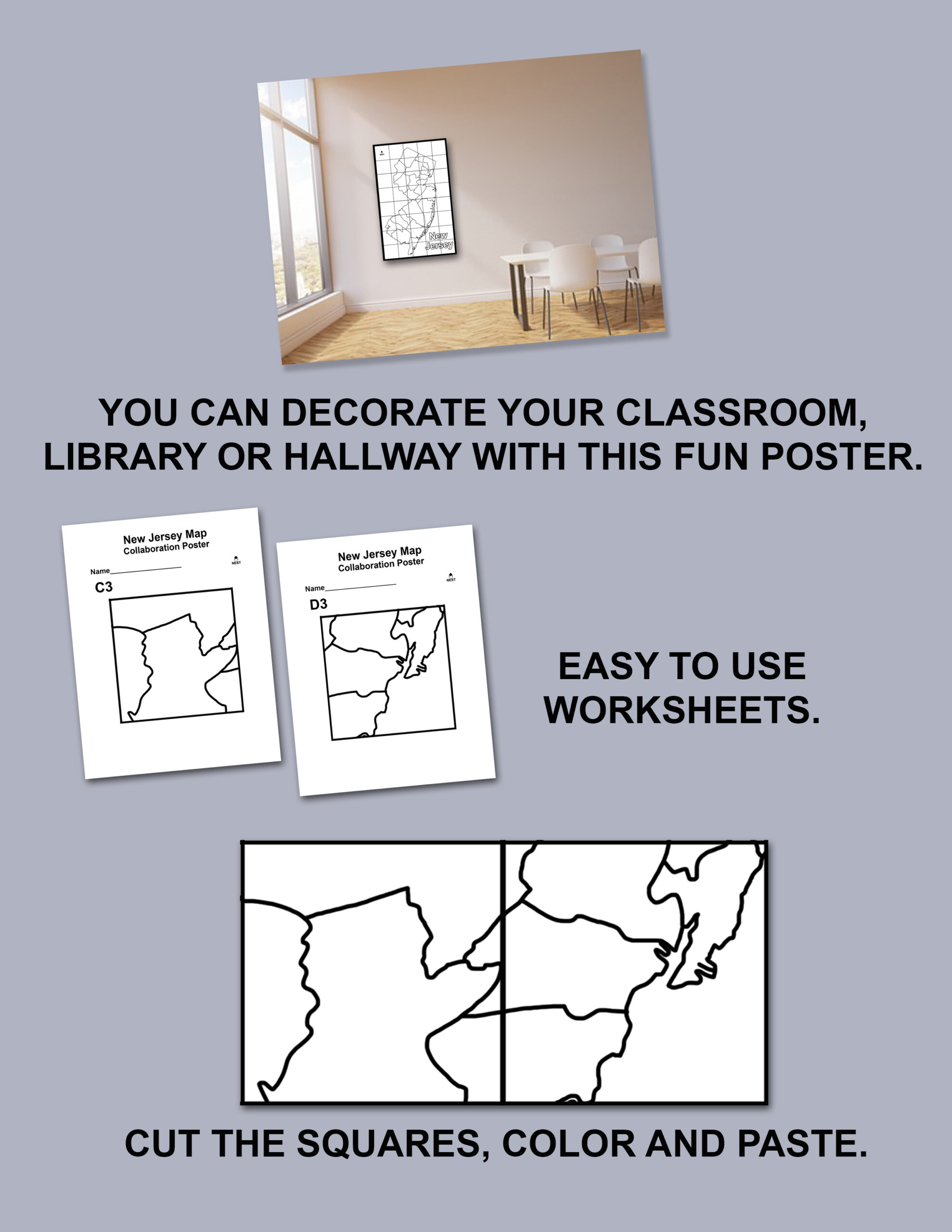 New Jersey Map Collaboration Poster | Made By Teachers