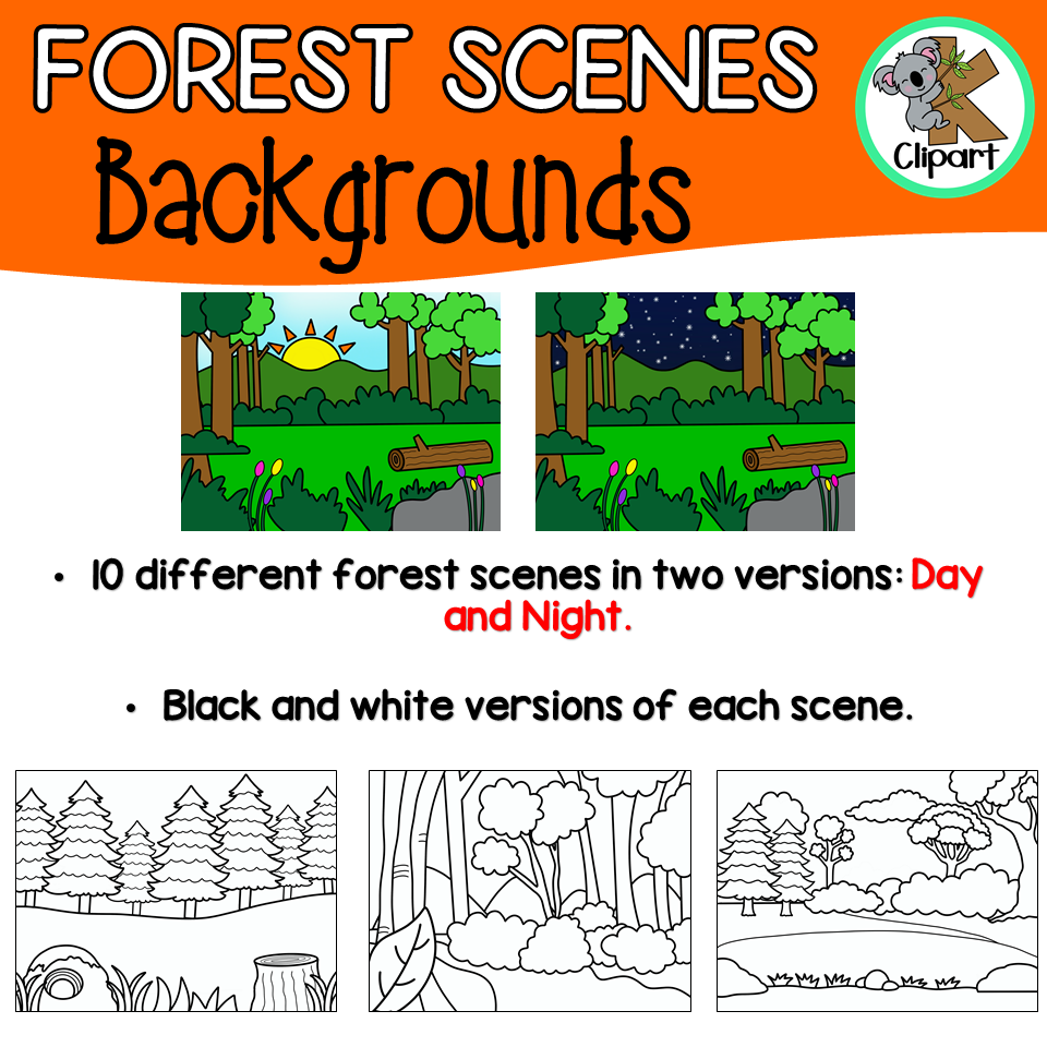 Forest/Woodland Background Scenes by K Clipart | Made By Teachers