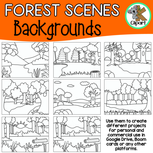 Forest/Woodland Background Scenes by K Clipart | Made By Teachers
