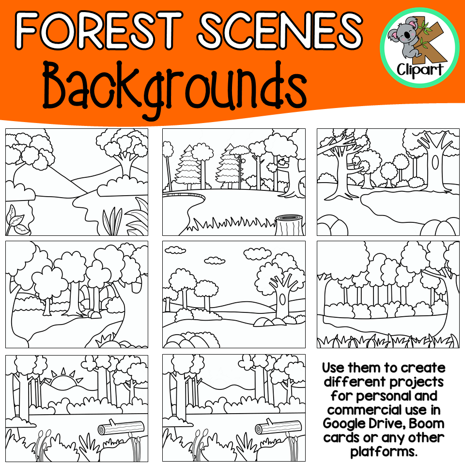 Forest/Woodland Background Scenes by K Clipart | Made By Teachers