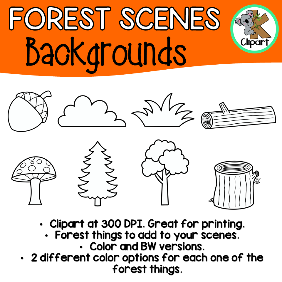 Forest/Woodland Background Scenes by K Clipart | Made By Teachers