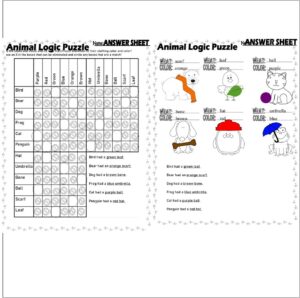 Animal Logic Puzzle Graph Reasoning Critical Thinking Skills Math ...