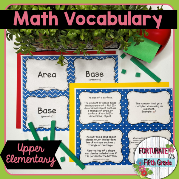 Math Vocabulary Match Task Cards | Made By Teachers