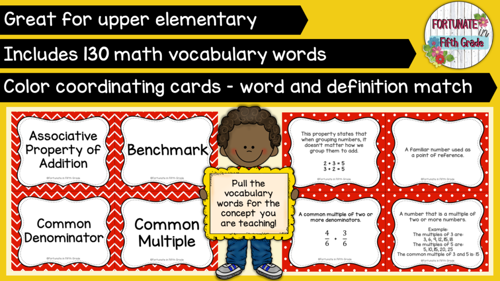 Math Vocabulary Match Task Cards | Made By Teachers