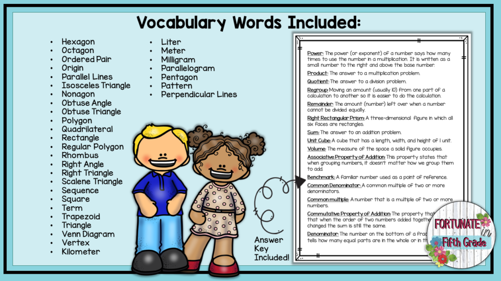 Math Vocabulary Match Task Cards | Made By Teachers