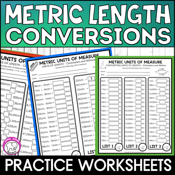 Converting Metric Measures Worksheets and Test Prep for Metric Units of ...
