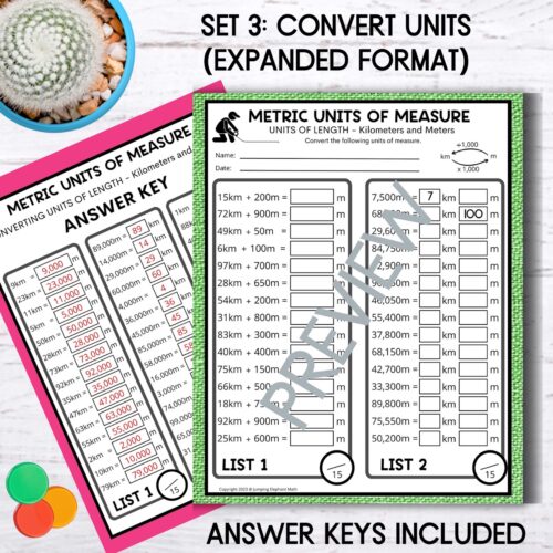Converting Metric Measures Worksheets and Test Prep for Metric Units of ...