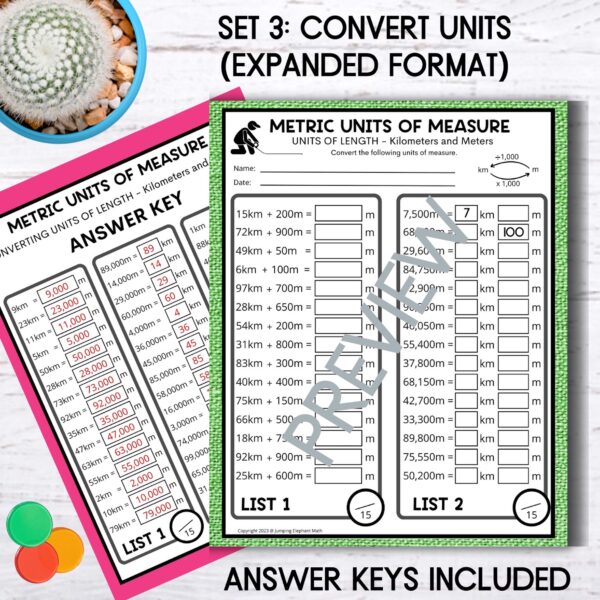 Converting Metric Measures Worksheets and Test Prep for Metric Units of ...
