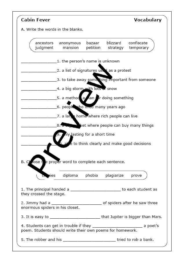 Jeff Kinney "Cabin Fever" worksheets | Made By Teachers