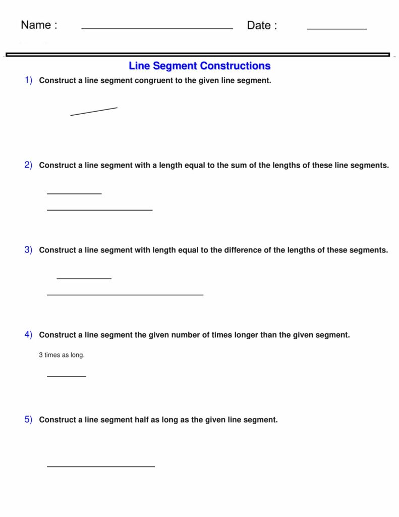 Construct a line segment - Constructions Worksheets - Geometry ...