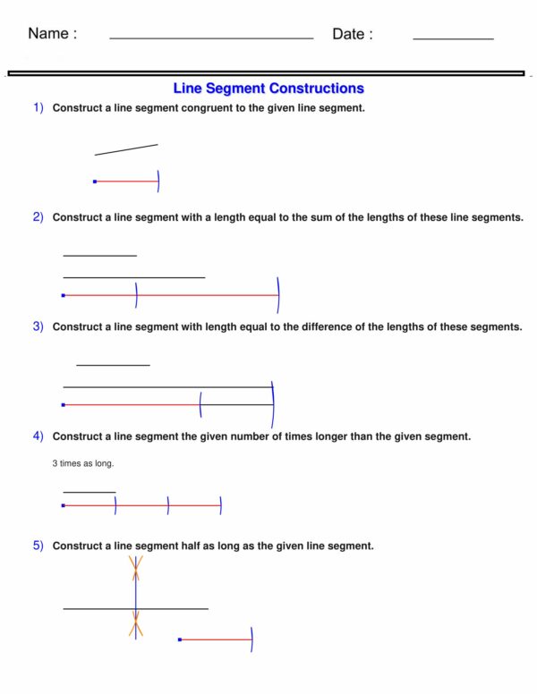 Construct a line segment - Constructions Worksheets - Geometry ...