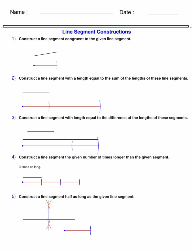 Construct a line segment - Constructions Worksheets - Geometry ...