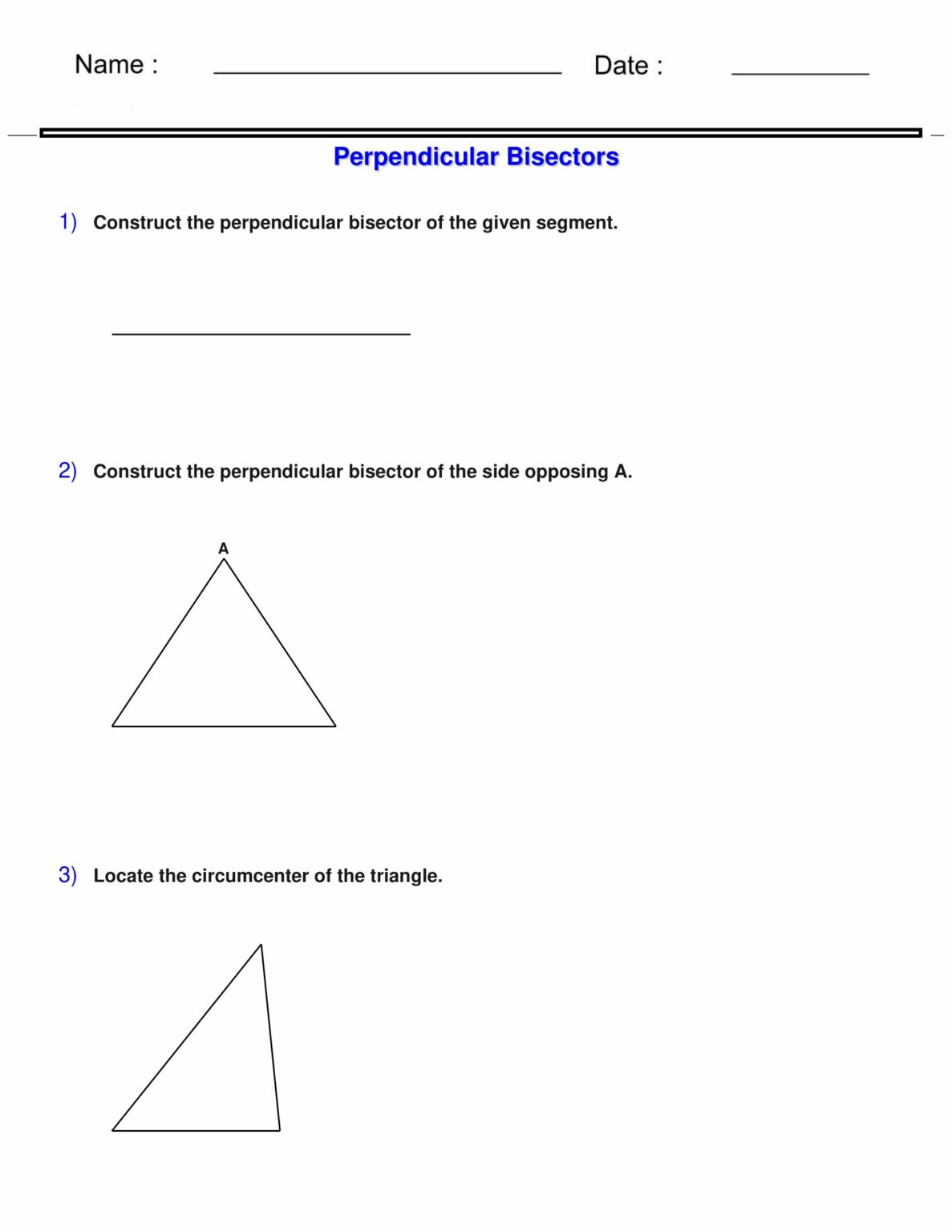 Construct the perpendicular bisector - Perpendicular Bisector ...