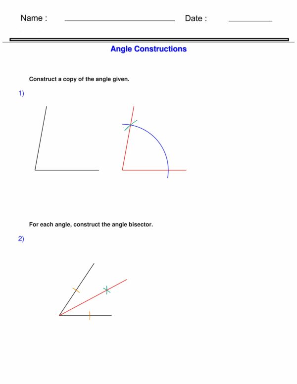 Construct a copy of the angle - Angle Constructions Worksheets | Made ...
