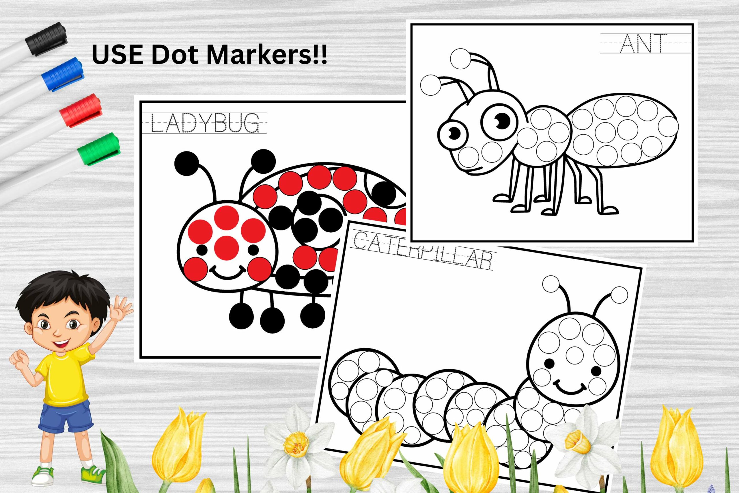 BUG Fine Motor Dot Marker Trace and Write . Spring activity | Made By ...