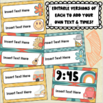 Daily Classroom Schedule Agenda Cards Groovy Retro Vibes Theme Editable ...