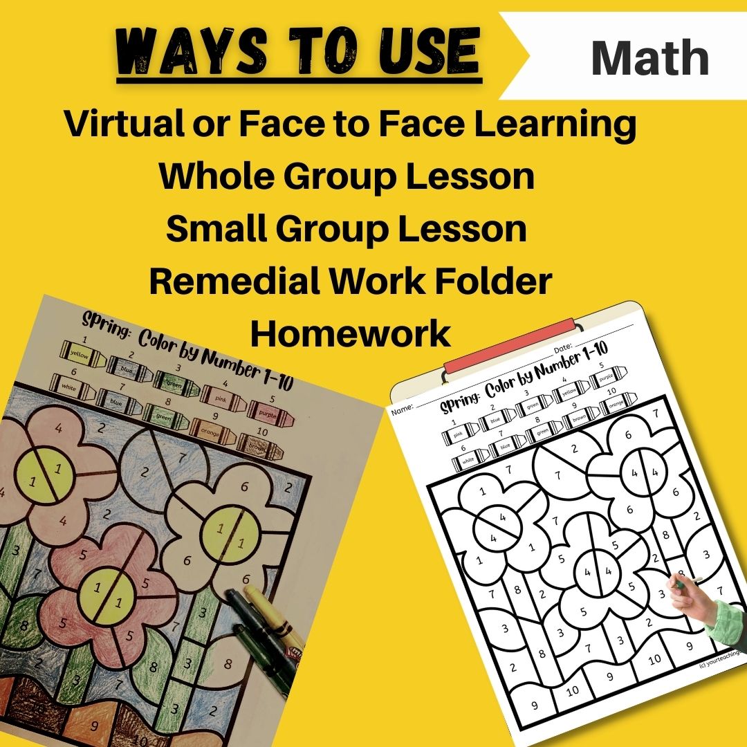 Spring Color By Code Math Literacy Worksheets (4 Differentiated Levels ...