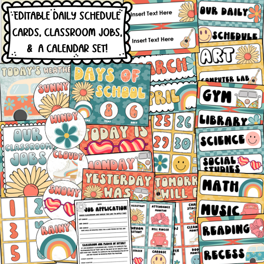 Groovy Retro Class Decor Bundle (Posters, Management, Schedule ...