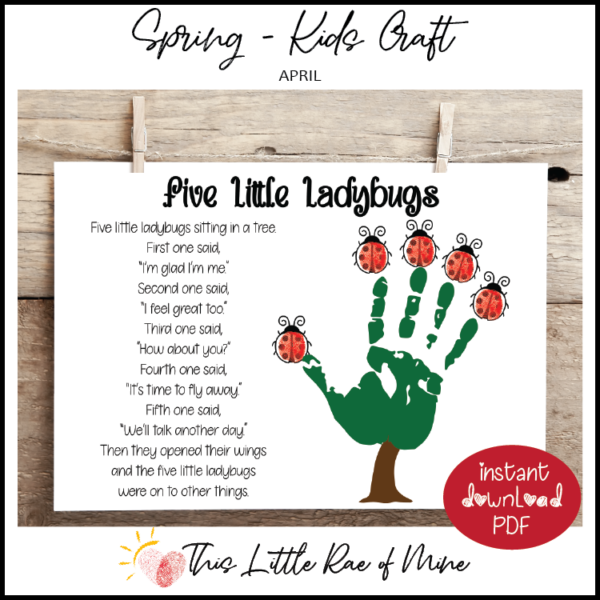 Five Little Ladybugs - Spring - Poem - handprint Art - Keepsake ...