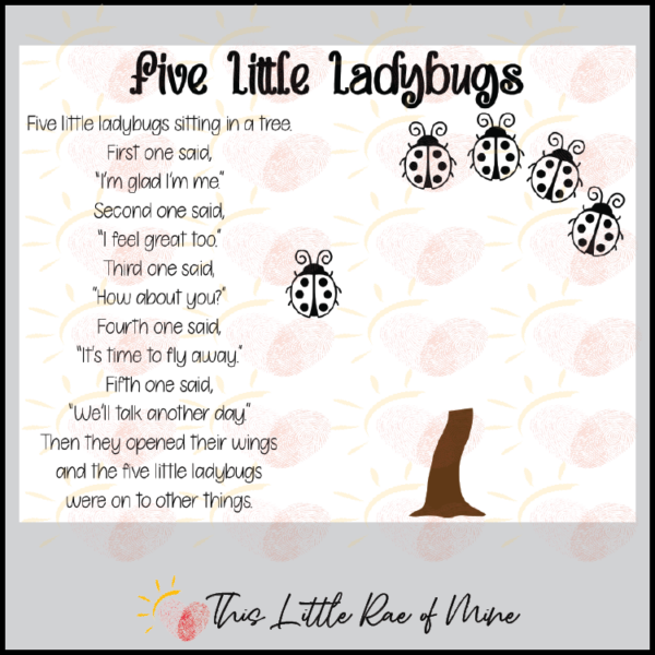 Five Little Ladybugs - Spring - Poem - handprint Art - Keepsake ...