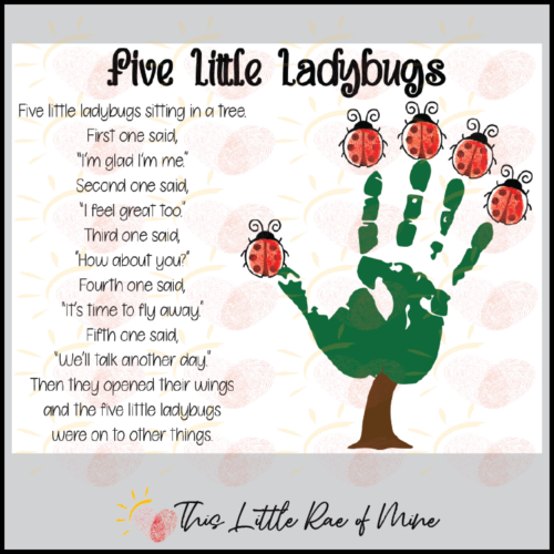 Five Little Ladybugs - Spring - Poem - handprint Art - Keepsake ...